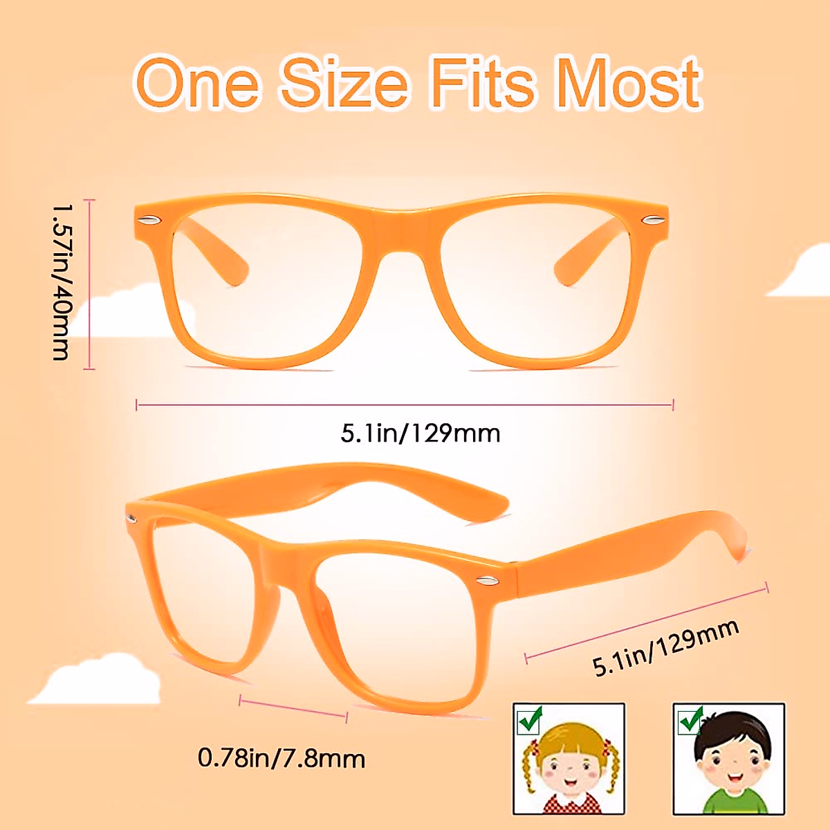 Pibupibu 8 Packs Kids Frame Only No Lens Party Favors Supplies Orange Sunglasses