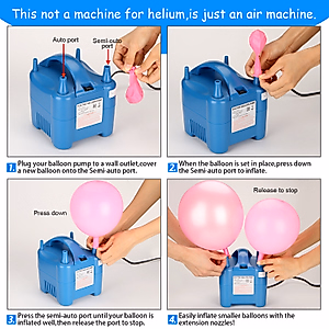 AGPtek 680W High Power Two Nozzle High Power Electric Balloon Inflator Pump Portable Blue Air Blower,Inflate in One Second, BP3-EU