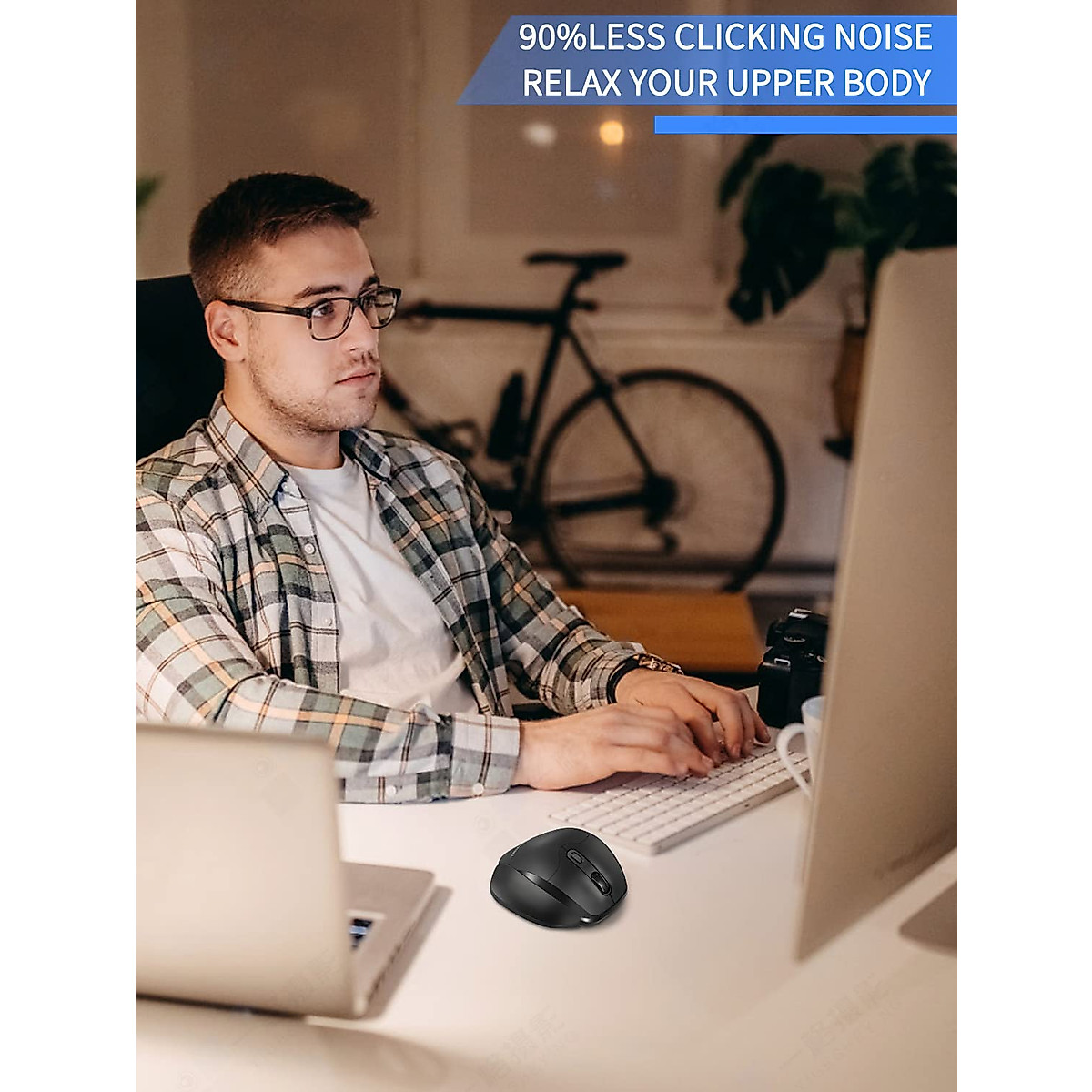 Censi Newtral Ergonomic Mouse,Vertical Wireless Mouse - 2.4GHz Optical Vertical Mice : 3 Adjustable DPI 800/1200/1600 Levels, for Laptop, PC, Computer,Notebook etc,