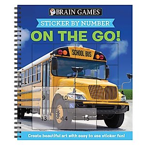 Brain Games - Sticker by Number: On the Go (Easy - Square Stickers): Create Beautiful Art With Easy to Use Sticker Fun!