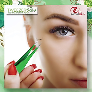 Surgical Tweezers for Ingrown Hair - Precision Sharp Needle Nose Pointed Tweezers for Splinters hairs, Ticks & Glass Removal - Best for Eyebrow Hair, Facial Hair Removal (Green)