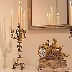 Tall 8-inch Marble Taper Dinner Natural Candles, Clean Burning, Smokeless (16 Count)