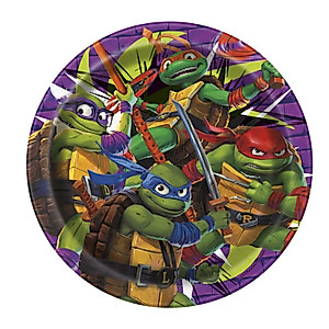 TMNT Mutant Mayhem Party Supplies Pack Serves 16 Guest: Teenage Mutant Ninja Turtles - 7" Dessert Plates Napkins Cups and Table Cover with Birthday Candles (Bundle for 16)