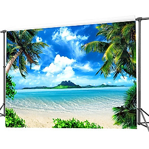 CHAIYA 7x5ft Summer Beach Theme Backdrop Hawaii Beach Backdrop Tropical Luau Summer Background for Aloha Moana Party Decoration Photo Booth Banner 104