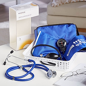 McKesson LUMEON Aneroid Sphygmomanometer and Stethoscope Kit - Pocket Blood Pressure Gauge/Cuff, Sprague Stethoscope, Blue - Size 11, 23-40 cm, 55 cm Tube, 1 Count