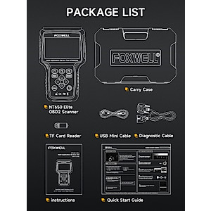 FOXWELL NT650 Elite OBD2 Scanner, 25 Resets, ABS SRS Scan Tool, ABS Bleeding SRS Airbag Bidirectional Code Reader, Oil SAS BRT EPB TPS Injector Car Diagnostic Tool, NT630 Plus Upgrade