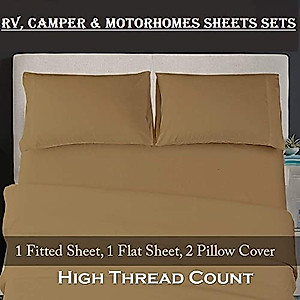 Queen'S Linen Rv Sheets For Camper King 70X80 Size Bed, Soft Brushed Microfiber, 1800 Hotel Luxury Bed Sheets Set For Campers, Easy Fit Mattress Up To 8 Inch Deep Pockets(Taupe Rv Sheets)