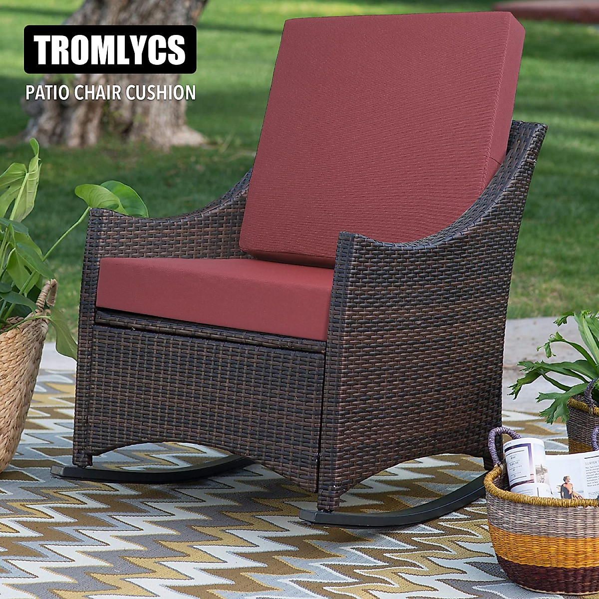 Tromlycs Outdoor Cushions for Patio Furniture Chair Cushions Set of 2 Seat 19x19 Inch Waterproof Outside Red