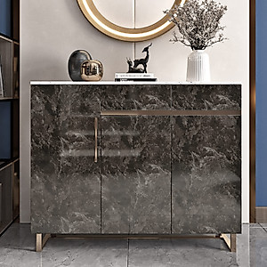 Black Marble Contact Paper Peel and Stick Countertops 15.8" x 78.7" Decorative Wallpaper Waterproof Marble Contact Paper for Countertops Removable Wall Paper Black Vinyl Film for Cabinets Liner