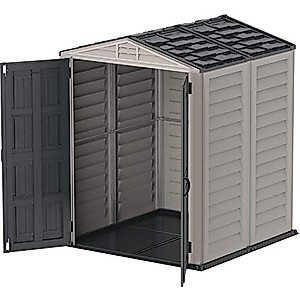 Duramax 35525 Yarmate Plus Outdoor Vinyl Storage Shed, Adobe/Gray