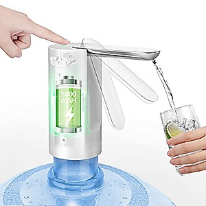 Foldable Water Dispenser for 5 Gallon Bottle, 1400mah Type-C Rechargeable Water Jug Pump, Automatic Portable Electric Drinking Water Jugs Dispenser Ideal for Outdoor, Indoor, Picnic, and Camping