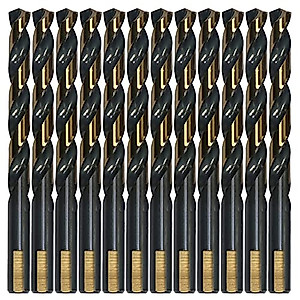 VALYRIANTOOL 12PCS 1/4" HSS Black Gold Twist Drill Bits Set, 135 Degree Split Point, Jobber Metal Drill Bit, General Purpose for Use in Mild Steel, Copper, Aluminum, Zinc Alloy, Wood, and Plastic
