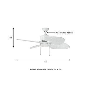 Home Decorators Collection YG618-WH Pompeo 52 in. LED Outdoor White Ceiling Fan