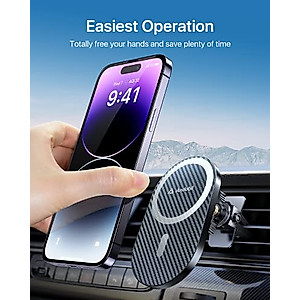 andobil Newest Magnetic Car Phone Mount Pro [Strongest Magnet, Big Phone Friendly] Ultra Stable MagSafe Car Vent Mount, Magnetic Phone Holder Car Fit for iPhone 14 13 12 Pro Max Android Samsung S23