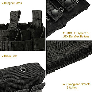 OneTigris Tactical Magazine Pouch, MOLLE Double Mag Pouches for M4 M16 Pmag G36 .223REM Stanag Lancer L5 FAB Ultimag Hexmag HX, Black DD09
