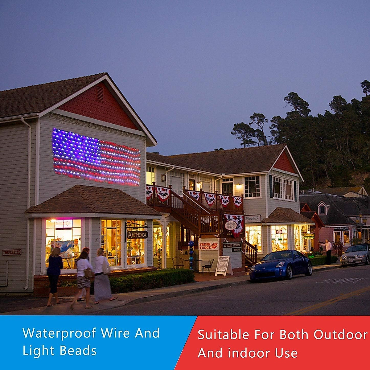 PUHONG (New) American Flag Lights, 420 LED USA Flag Net Lights, Outdoor Waterproof Patriotic Ornaments for Independence Day National Day July 4th Memorial Day Christmas New Year Party Yard Decoration