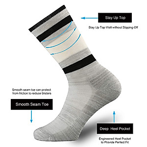 ONKE Merino Wool Cushion Crew Socks for Women Ladies Colorful Casual Dress Outdoor Trail Hiking Hike All Seasons Medium Warm(Multicolor5)