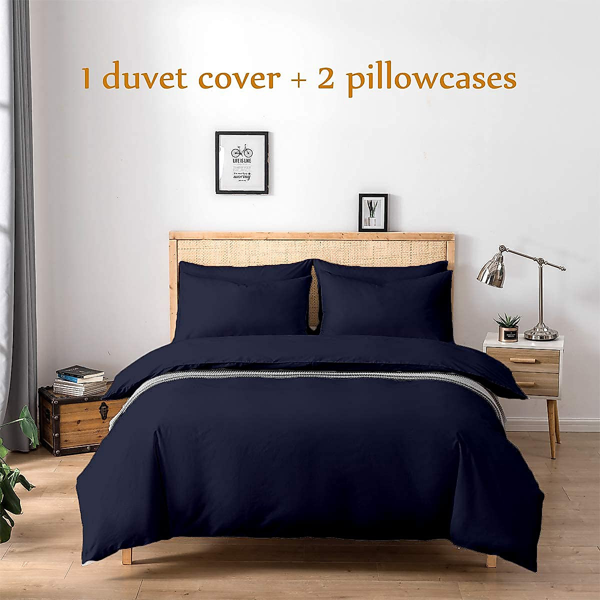 Saferay Green Super King Plus Duvet Cover Set 120x120 Inch - 3 Piece Lightweight Comforter Cover Bedding Cover Bed Decor All Season Super King Plus - 1 Duvet, 2 Pillow Shams (Navy Blue)