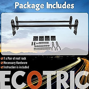 ECOTRIC Cross Bar 53"-66" Compatible with 1999-2022 Chevy Express GMC Savana Ford E Series Ladder Rack for Van Roof Rack Ladder Carrier Steel Rain Gutter Heavy Duty Black