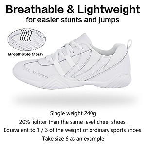 CADIDL Cheer Shoes Women Cheerleading Dance Shoes Tennis Athletic Flats Walking Sneakers for Girls White 7 (M) US