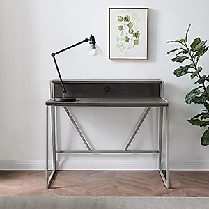 Leick Home Fletcher Ready-to-Assemble Contemporary Single-Shelf Writing Desk for Home Office, 44" L x 23.75" W/D, Gray