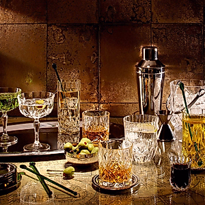 Le'raze Double Old Fashioned Glasses, Posh Crystal Collection, Perfect for serving scotch, whiskey or mixed drinks (Set of 6-11Oz DOF Glasses)