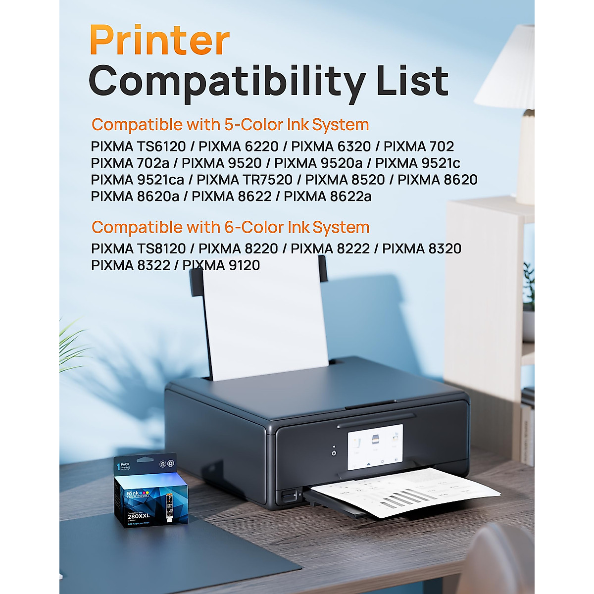 E-Z Ink (TM Compatible Ink Cartridge Replacement for Canon PGI-280XXL PGI 280 XXL Compatible with PIXMA TR7520 TR8520 TS6120 TS6220 TS8120 TS8220 TS9120 TS9520 TS9521C Printer (4 Black)