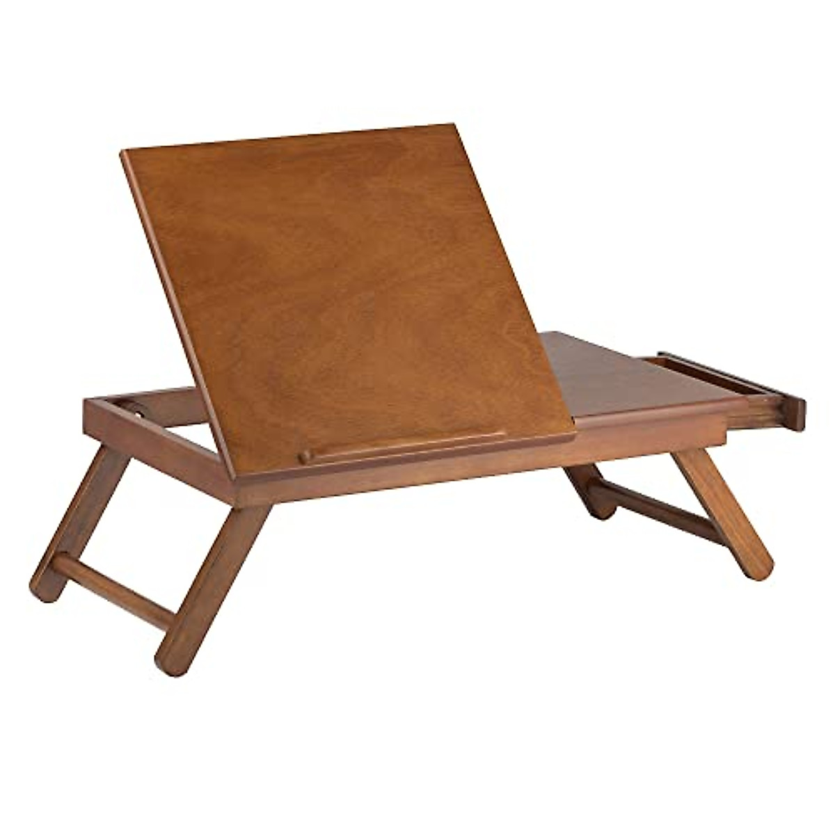 Winsome Anderson, Flip Top with Drawer, Foldable Legs Lap Desk, Teak, 25.37x13.78x8.06