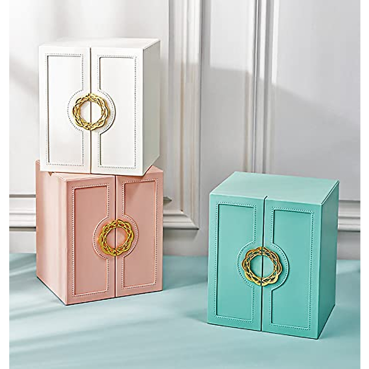 AOSIFIEL Jewelry Boxes Organizers/Case Large Stand up with 5 Drawers Gift for Women Teen Girls Kids Big Jewelry Case/Holder Faux Leather Jewelry Storage/Chest for Necklaces,Earring,Ring,Watch