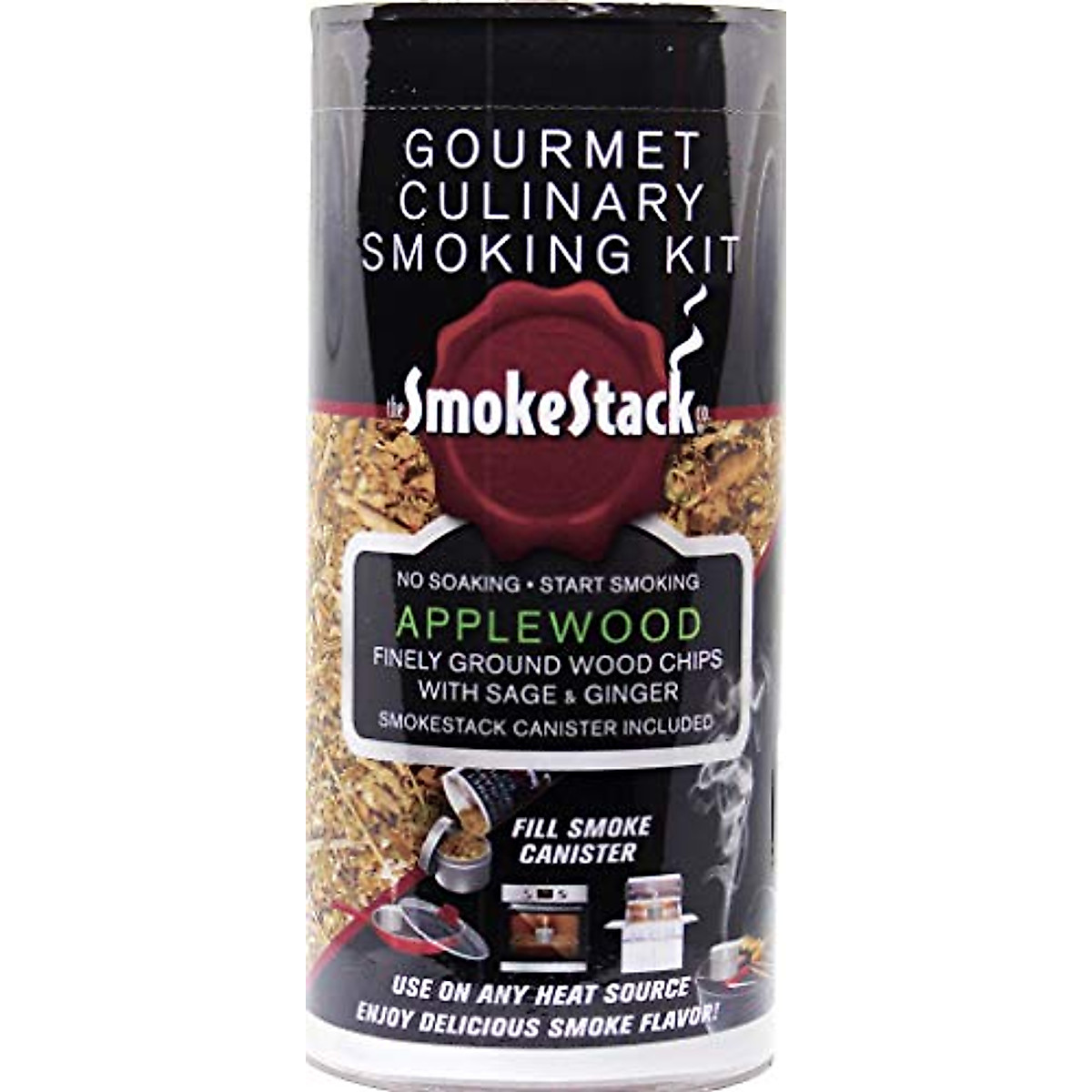 SmokeStack Finely Ground Wood Chips and Smoker Box – Turn Any Grill Oven Stovetop Into A Smoker - Evenly Adds Delicious Smoke Flavor - No Pre Soaking Needed (Applewood)