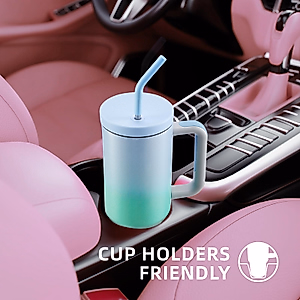 40 oz Tumbler with Handle and Straw Lid, Reusable Leak-Proof Insulated Tumblers, Stainless Steel Coffee Tumbler Cups, Travel Mug for Home Office, Keep Cold 34Hrs, Cup Holder Friendly(Arctic Forest)