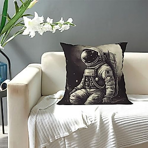 AdaNti Moon Astronaut Print Throw Pillow Cover Square Soft Cushion Cover Throw Pillow Case for Home Decor Living Room Bed Couch Car 18"x18"
