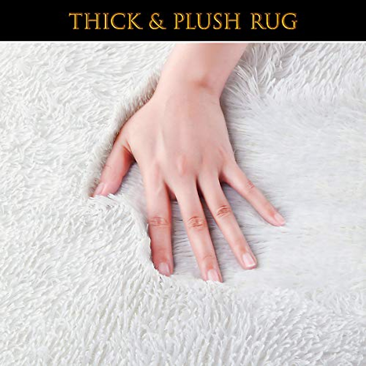 Pacapet Fluffy Area Rugs, Cream Shag Rug for Bedroom, Plush Furry Rugs for Living Room, Fuzzy Carpet for Kid's Room, Nursery, Home Decor, 4 x 6 Feet