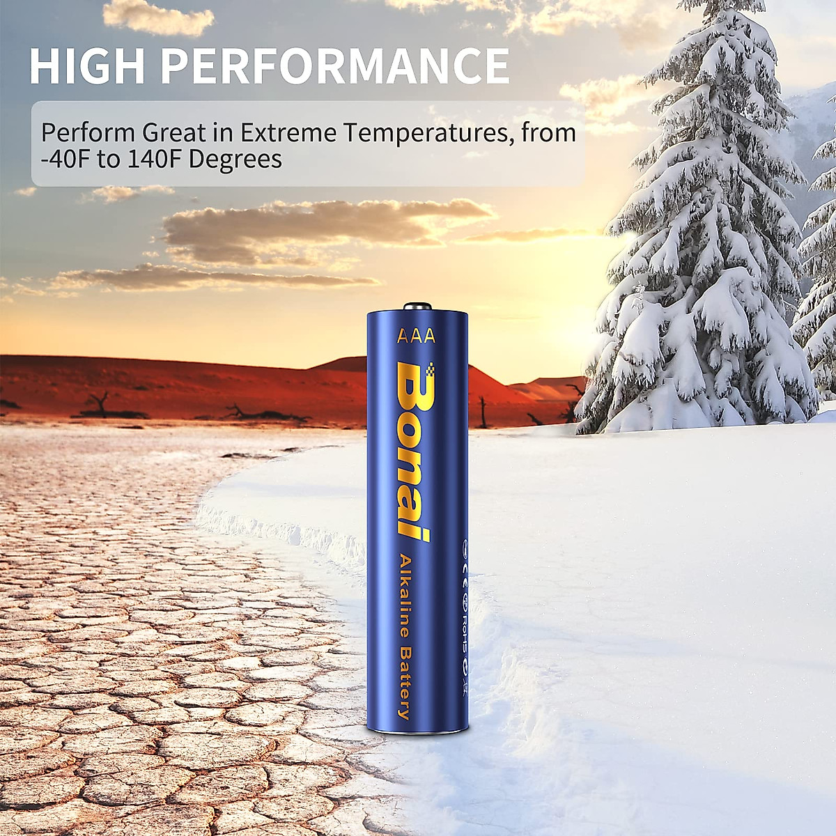 BONAI 1.5V AAA Alkaline Batteries Long-Lasting Triple A Battery High-Performance Leak-Proof 10-Year Shelf Life (40 Count)