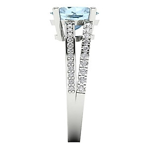 Clara Pucci 2.32 Carat oval cut blue simulated diamond 14k white gold engraving bridal engagement wedding ring size 7