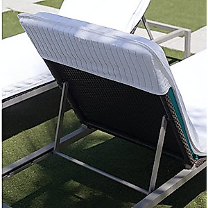 Boca Terry Chaise Lounge Cover - Cotton Terry Cloth Beach Chair Towel - Fitted Beach Towel, White Striped