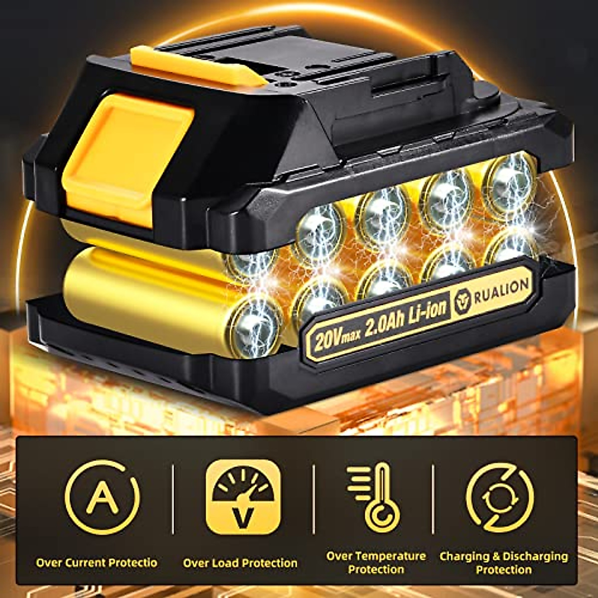 Cordless Caulking Gun, 20V Electric Caulk Adhesive Gun with 2*2.0Ah Li-Battery & Anti-Drip Design