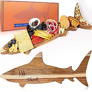 Faivykyd Funny Shark Charcuterie Board Housewarming Gift, Wood Cheese Serving Aperitif Board, Decorative Shark Board for Kitchen, Thanksgiving Christmas Birthday Gag Gift for Women Men