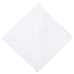 Perry Ellis 12 Pack Handkerchief (100% Cotton White with Satin Border, 16" x 16")