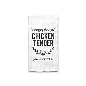 CANARY ROAD Personalized Professional Chicken Tender Gift, Kitchen Towel Waffle Weave, Chicken Lover Gift, Chicken Lady Decor, Farmhouse Decor, Backyard Farmer Gift, Chicken Mom Gift