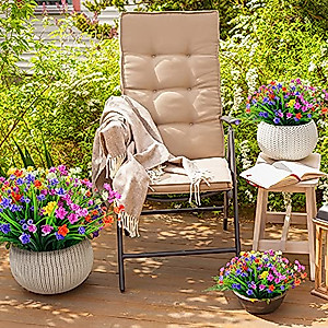 STYLIFING 12 Bundles Artificial Fake Flowers for Outdoor Decoration, UV Resistant Shrubs Plants, Fade Resistant Flowers Faux Plastic Greenery for Indoor Hanging Plants Garden Porch Window Box Wedding