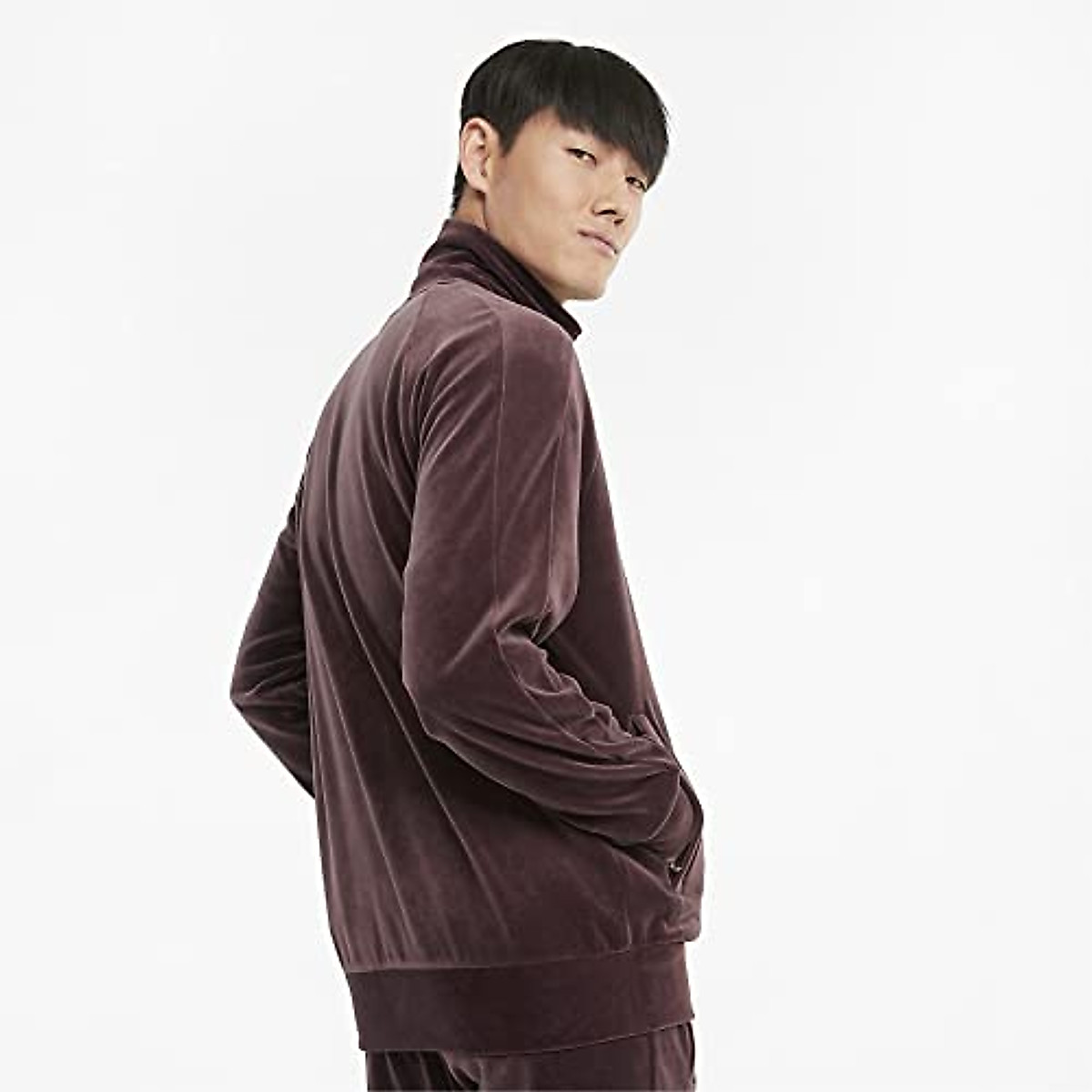 PUMA Men's Iconic T7 Velour Track Jacket, Fudge, XL