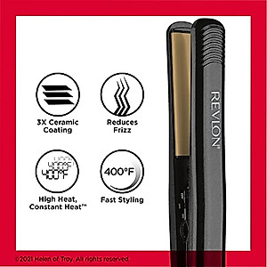 Revlon Perfect Heat Triple Ceramic Flat Iron | For Ultra Straight Styles (1 in)