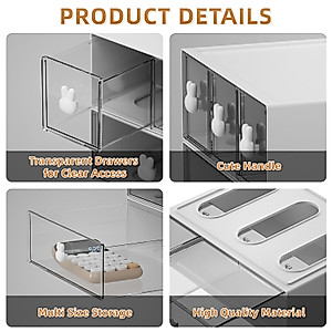 Marbrasse Desk Organizer with 6 Drawers, 3 Tier Stackable Storage Drawers Plastic Makeup Storage, Office Organizers and Storage, Desk Storage Box for Office, School, Home