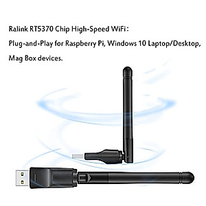 150Mbps USB WiFi Adapter, LOTEKOO RT5370 Chip Wireless Network Card Adapter for Desktop Laptop Windows, MAC OS, Linux, Raspberry Pi /Pi 2 3 4 Zero, Mag Set-Top Box