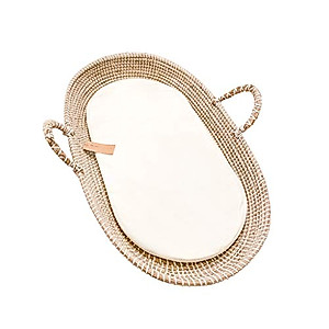 Seagrass Baby Changing Basket with Waterproof Pad | Portable Diaper Changing Topper for Dresser or Table | A Nursery Essential