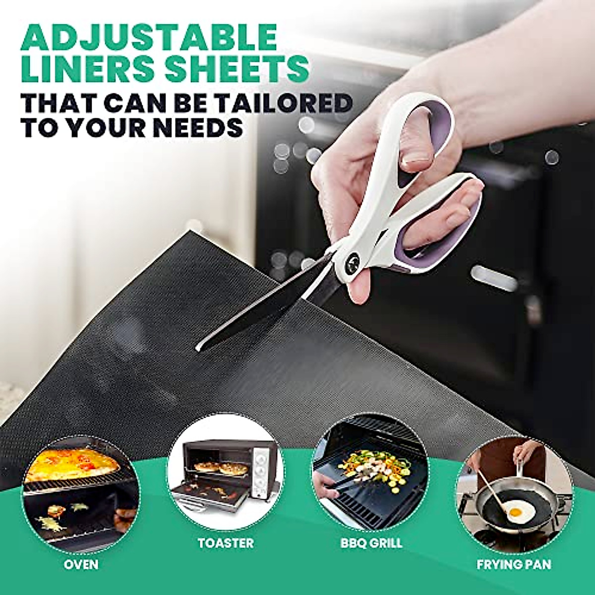 Large Heavy Duty Oven Liner (2 Pack) - Teflon Oven Liners for Bottom of Oven for Gas, Electric and Fan Assisted Ovens - Reusable Non-Stick Oven Mats for Bottom of Oven - BPA Free