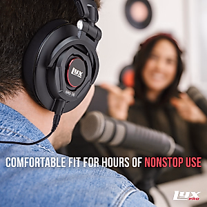 LyxPro HAS-30 Closed Back Over-Ear Professional Recording Headphones for Studio Monitoring, DJ and Home Entertainment,Black