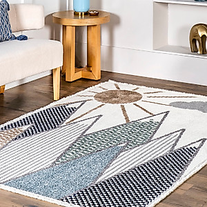 nuLOOM Elsha Rocky Mountains Kids Fringe Area Rug, 4x6, Beige