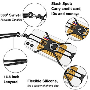 Mornex Phone Lanyard, Universal Adjustable Neck Straps Holder and Ring Grip, Silicone Cell Phone Lanyard Compatible with Most Smartphones